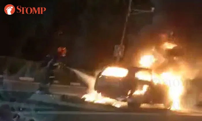 Car bursts into flames on CTE | STOMP
