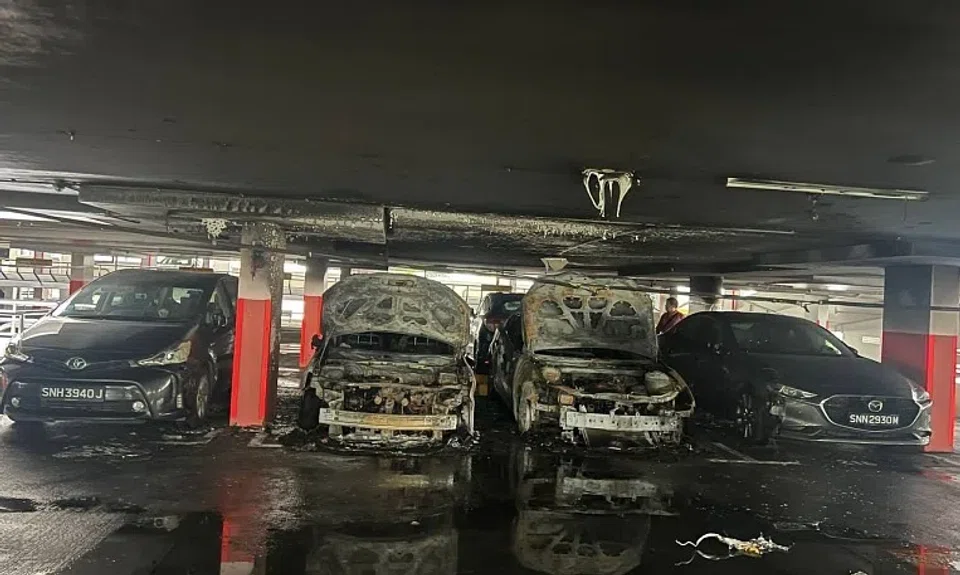 'There was nothing I could do': Cars damaged in fire at AMK carpark | STOMP