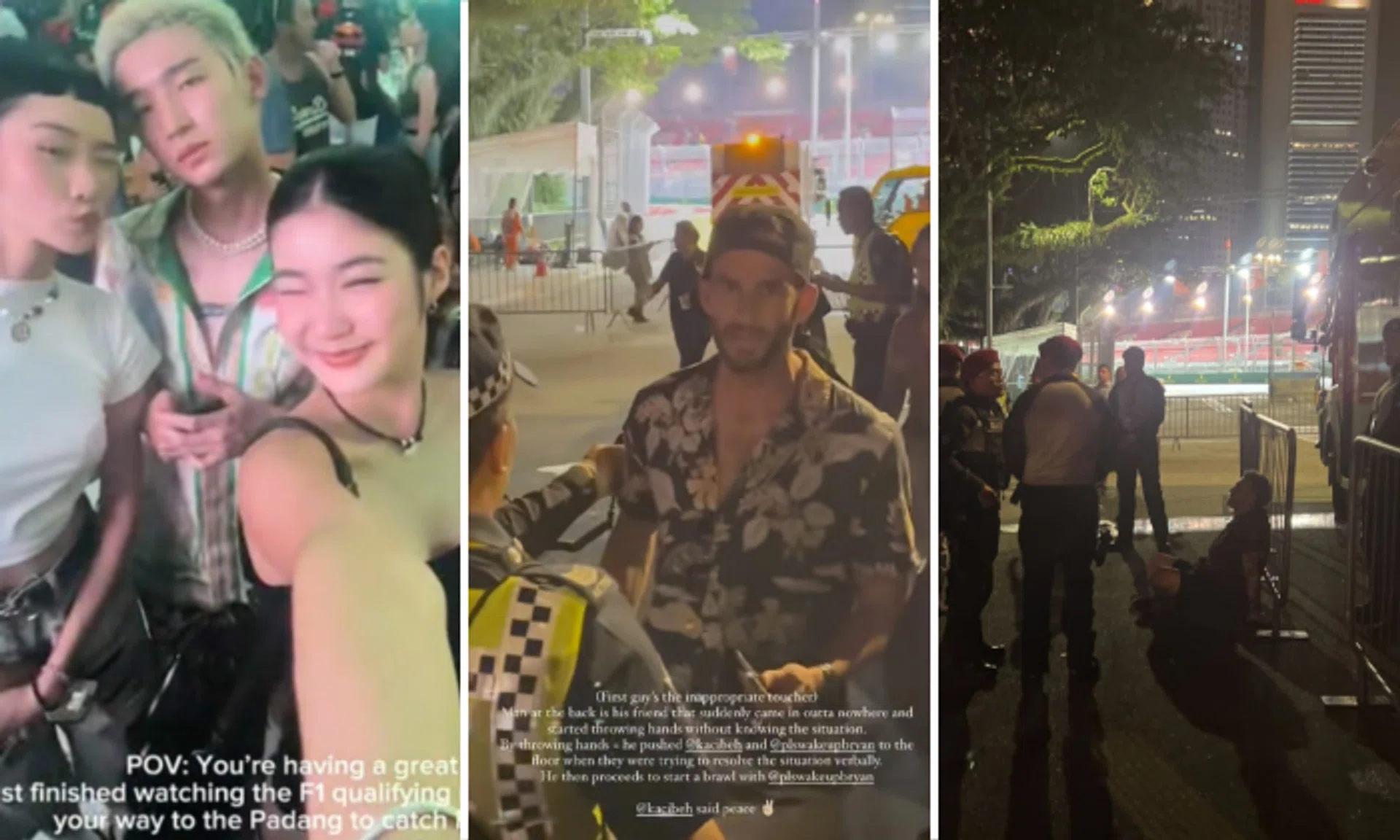Woman says someone grabbed her right thigh at S'pore F1, fight ensued ...