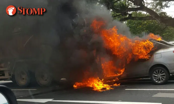 Car bursts into flames along Clementi Road | STOMP