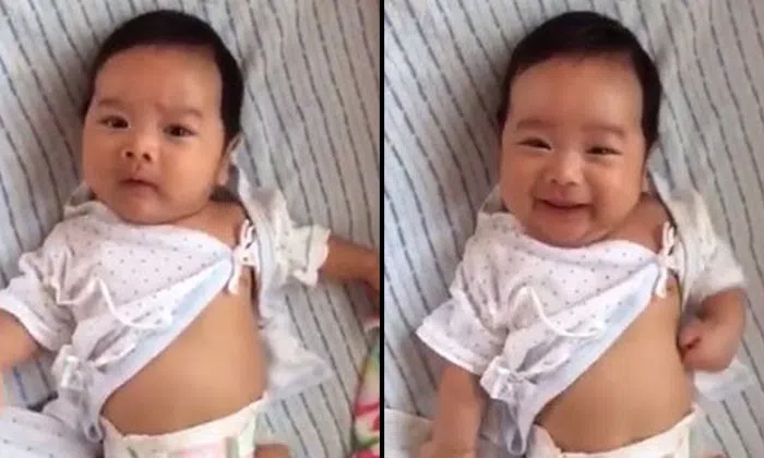 Cute baby gets surprised by the sound of his own fart | STOMP