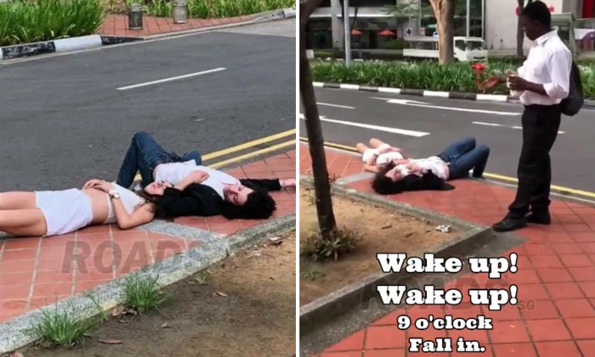 Man tries to wake up couple who are 'knocked out drunk' on pavement at ...