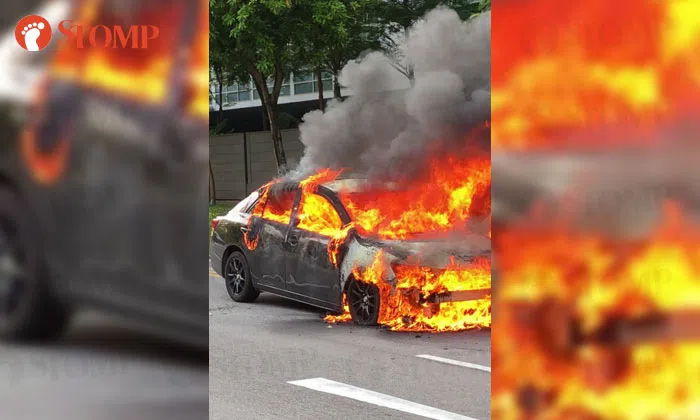 Car bursts into flames at River Valley Road | STOMP