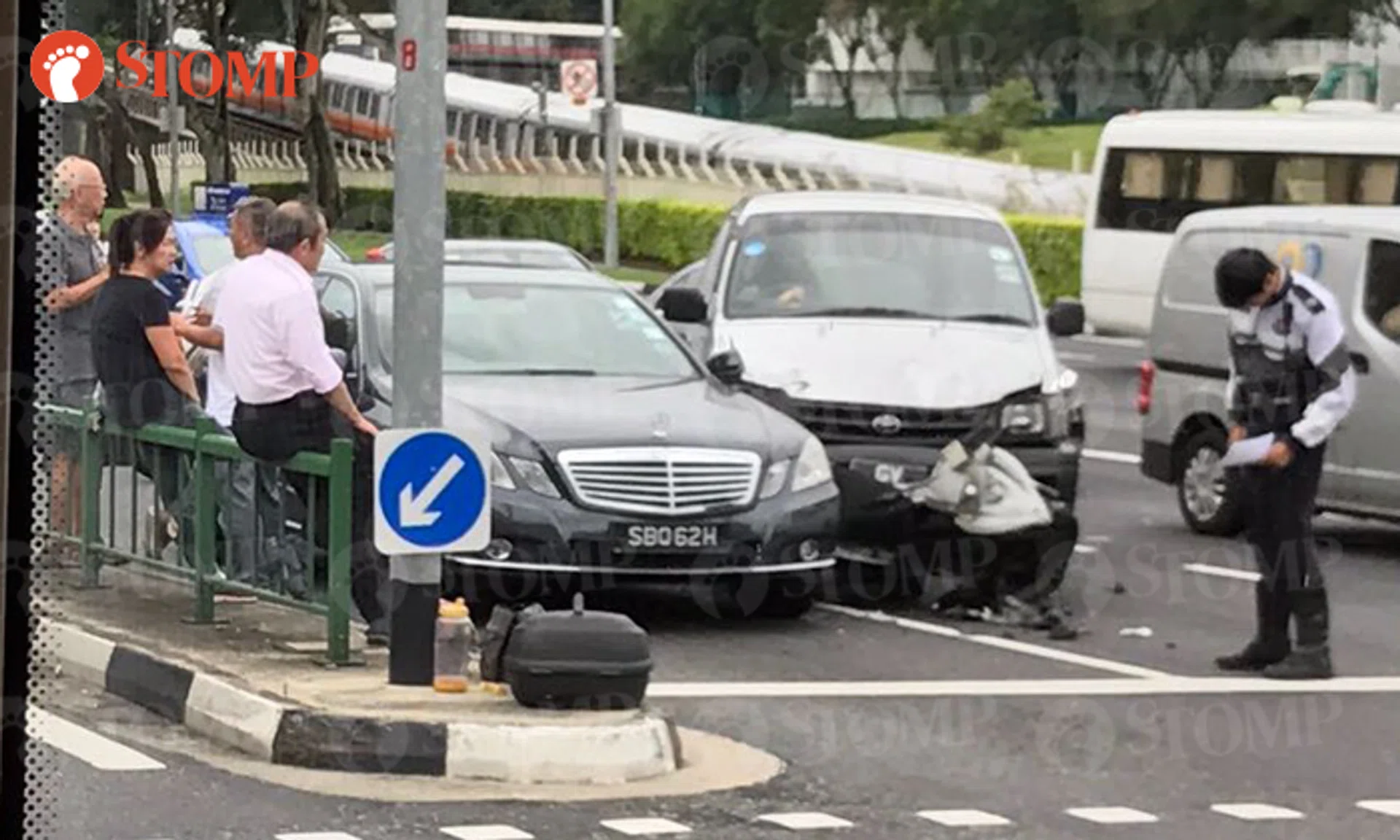 Motorcycle sandwiched between Mercedes and van at Bishan Rd | STOMP