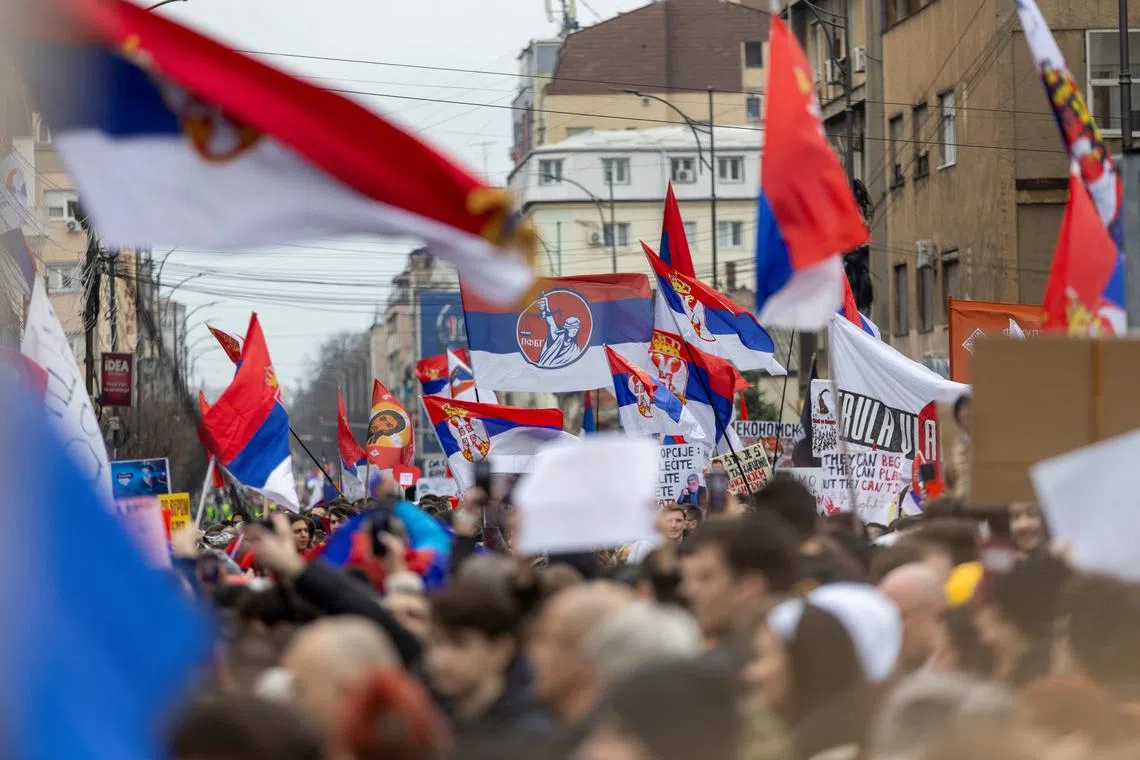 Serbians hold silent protest to honour railway station victims | The ...
