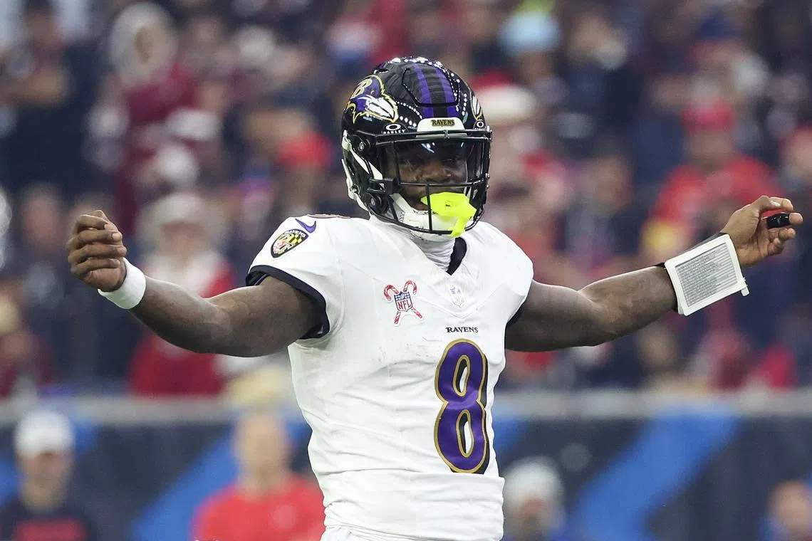 Lamar Jackson breaks QB career rushing record | The Straits Times