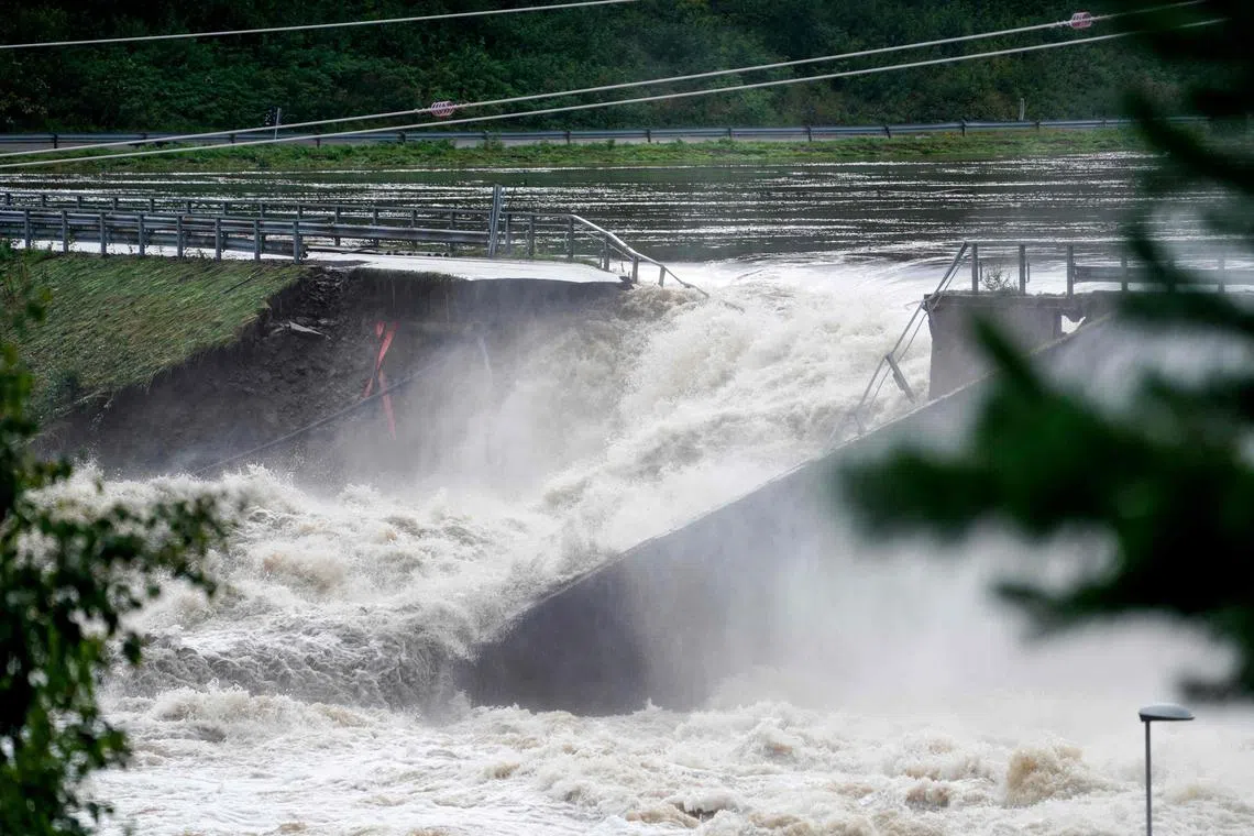 Norway river dam partly collapses after floods | The Straits Times