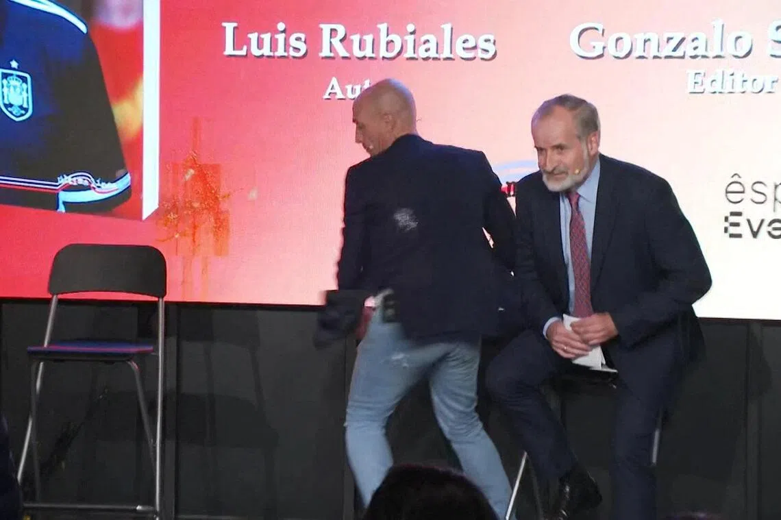 Former Spanish FA chief Luis Rubiales has eggs thrown at him at book ...