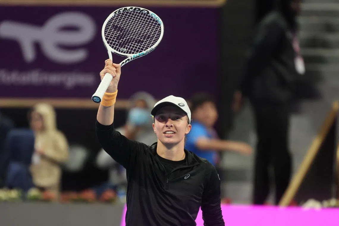 Tennis: Swiatek breezes past Kudermetova into final at blustery Doha ...