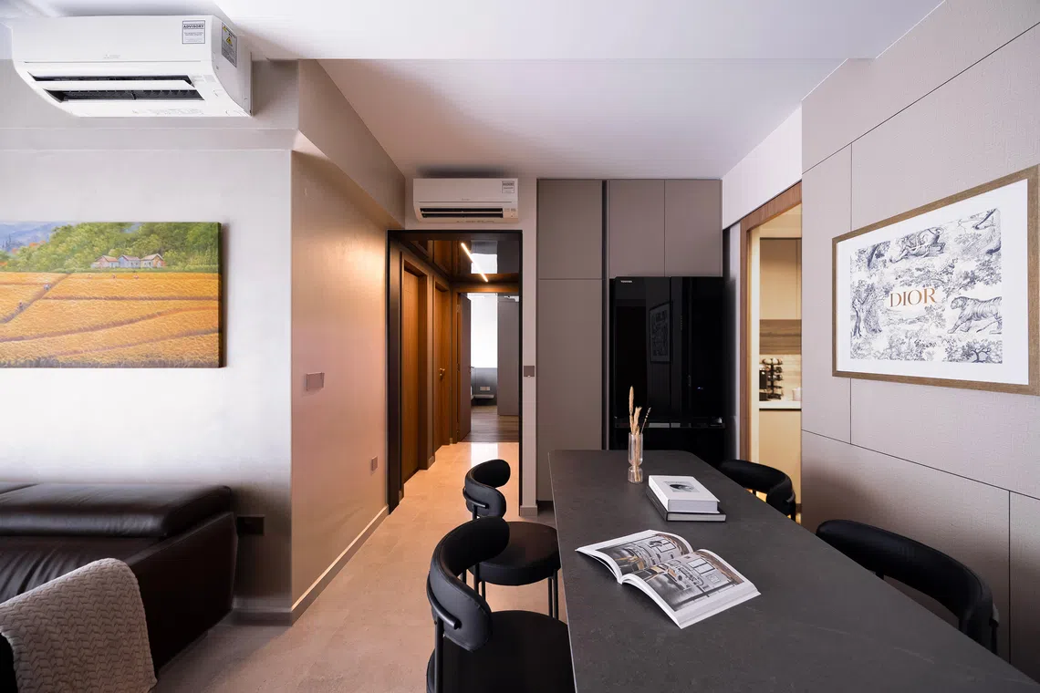 Finance couple’s sleek Tampines apartment with a high-contrast palette ...