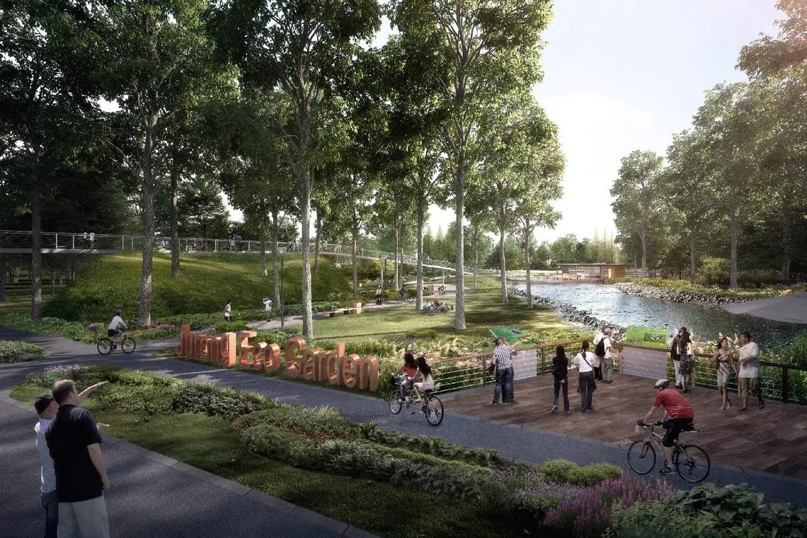 Refurbished park, elevated pathways in Jurong West from 2024 as modern ...