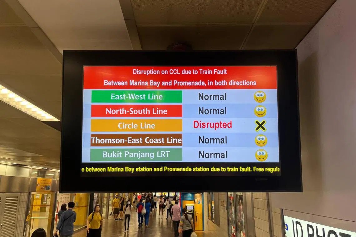 MRT service between Marina Bay and Promenade stations on Circle Line ...