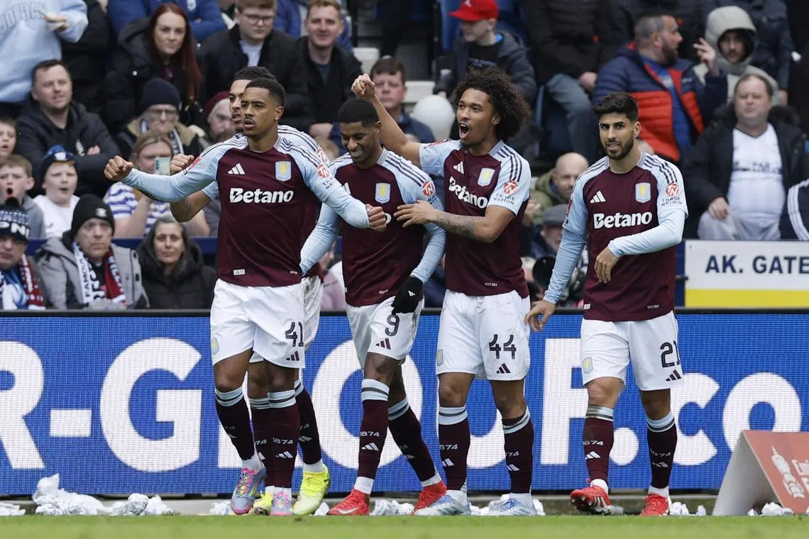 Aston Villa's Rashford scores twice in FA Cup win over Preston to reach semis | The Straits Times