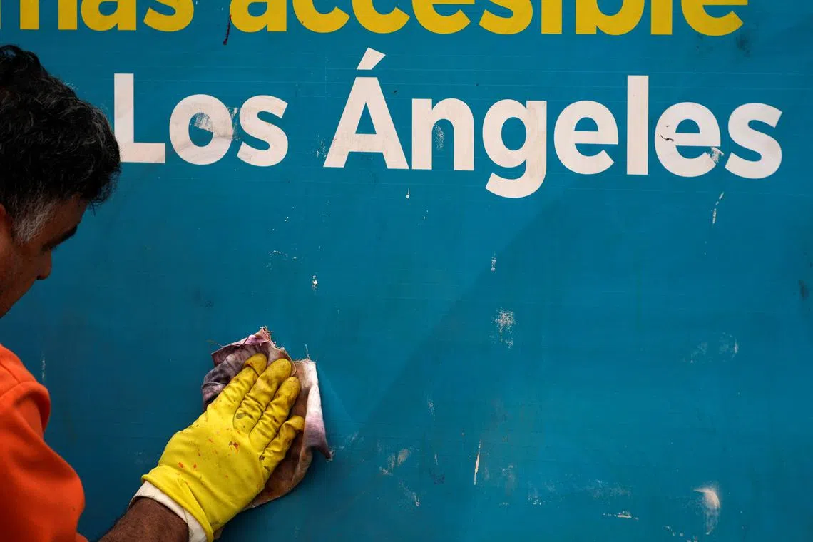 Clean-up of graffiti, damage begins in Los Angeles as anti-ICE protests ...