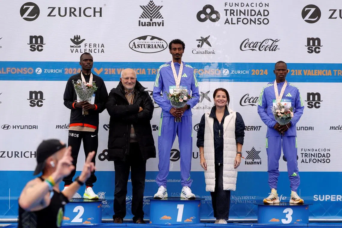 Ethiopia's Kejelcha breaks half marathon world record | The Straits Times