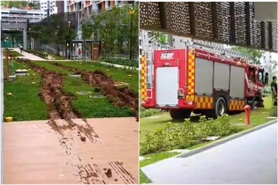 Fire engine’s wheels sink into Tengah accessway; no injuries reported ...