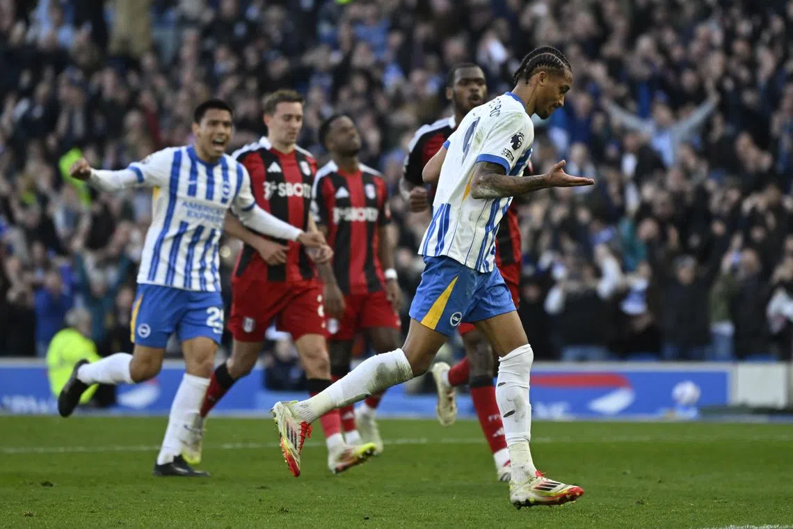 Late Pedro penalty earns Brighton 2-1 win over Fulham | The Straits Times