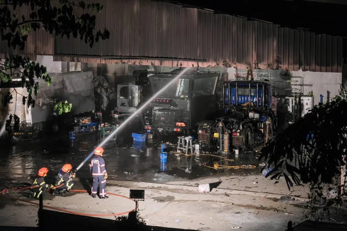 Defu Lane vehicle workshop fire started after spray-painting motor ...