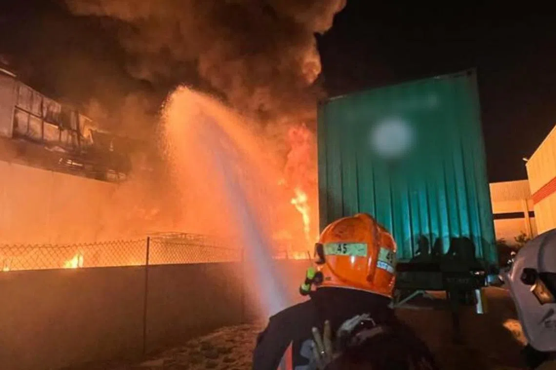 Huge fire in Tuas industrial building causes $10m in losses; MRT ...