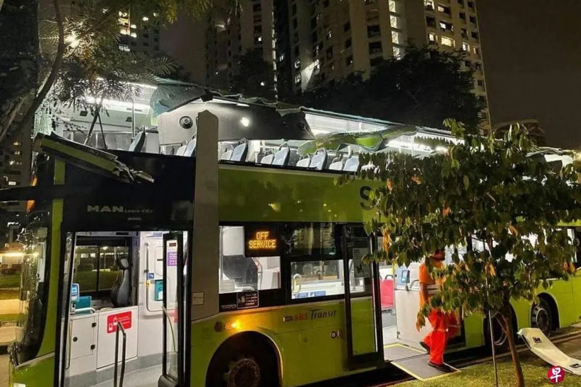 Roof of SBS Transit bus ripped off after crashing into tree in Bishan ...