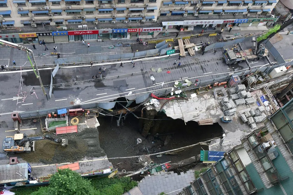 Subway under construction collapses in China's Chengdu, creating ...