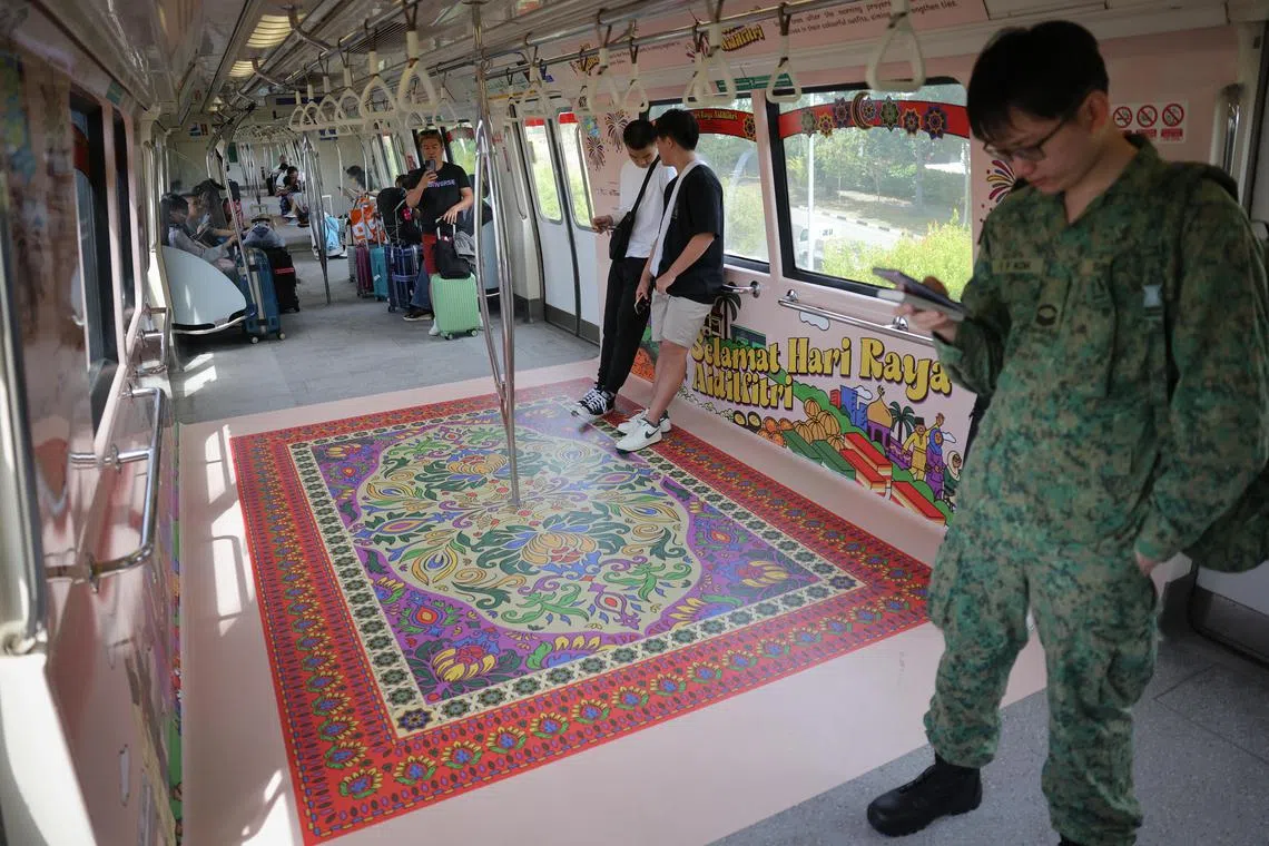 Hari Raya-themed trains and buses spread festive cheer | The Straits Times