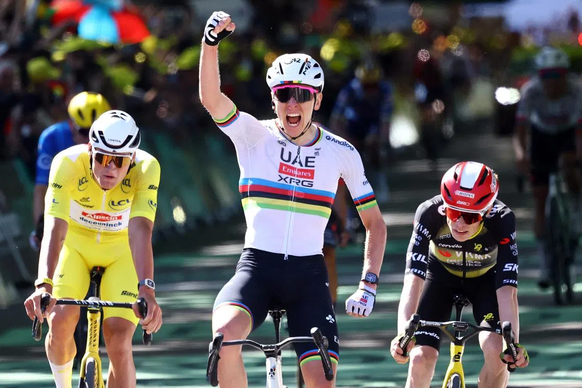 Tadej Pogacar beats Mathieu van der Poel to win Tour de France’s Stage 4 in 100th career victory ...