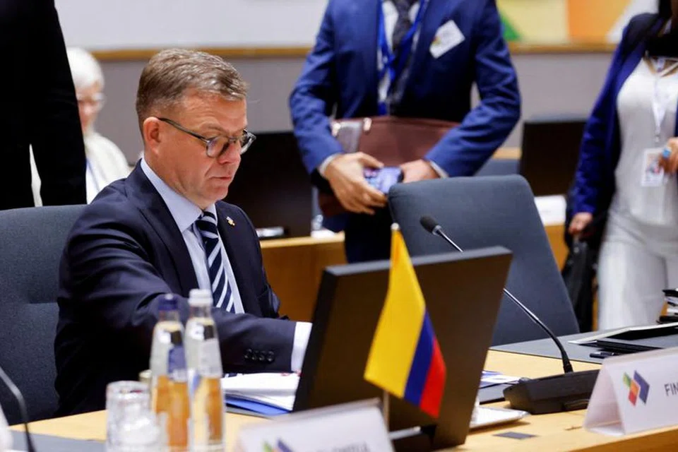 Finland's Prime Minister Petteri Orpo attends a summit between European Union leaders and ...