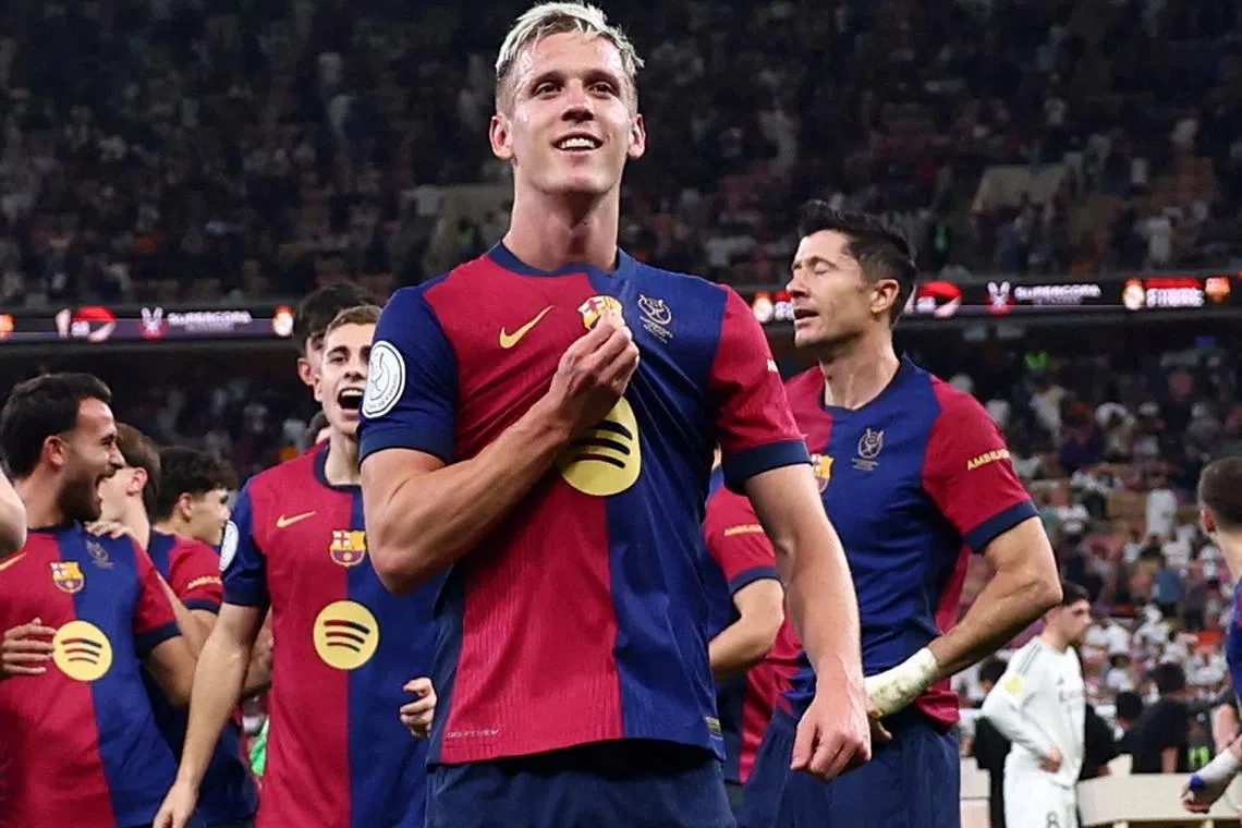 Barcelona's Olmo sidelined with calf injury | The Straits Times