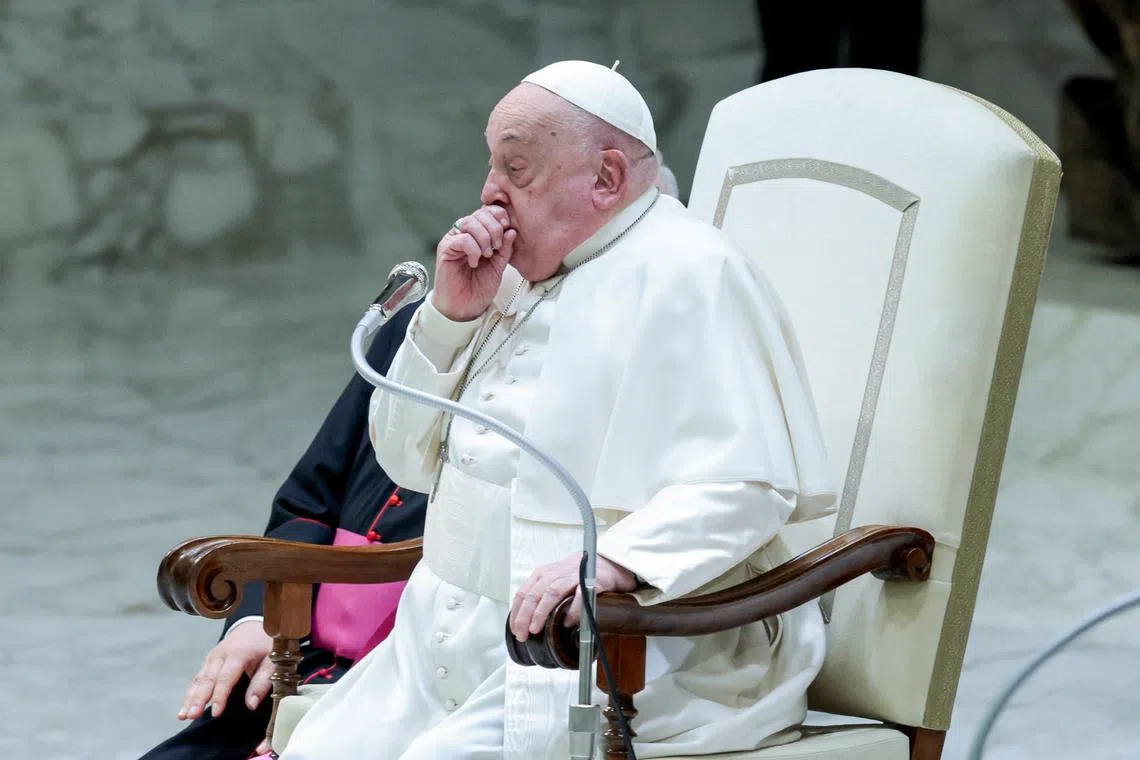Pope Francis says he is suffering 'strong cold' during weekly audience ...