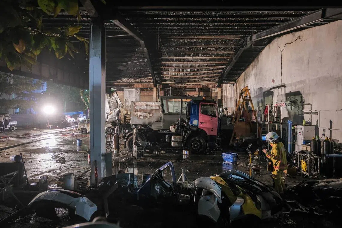 Defu Lane vehicle workshop fire started after spray-painting motor ...