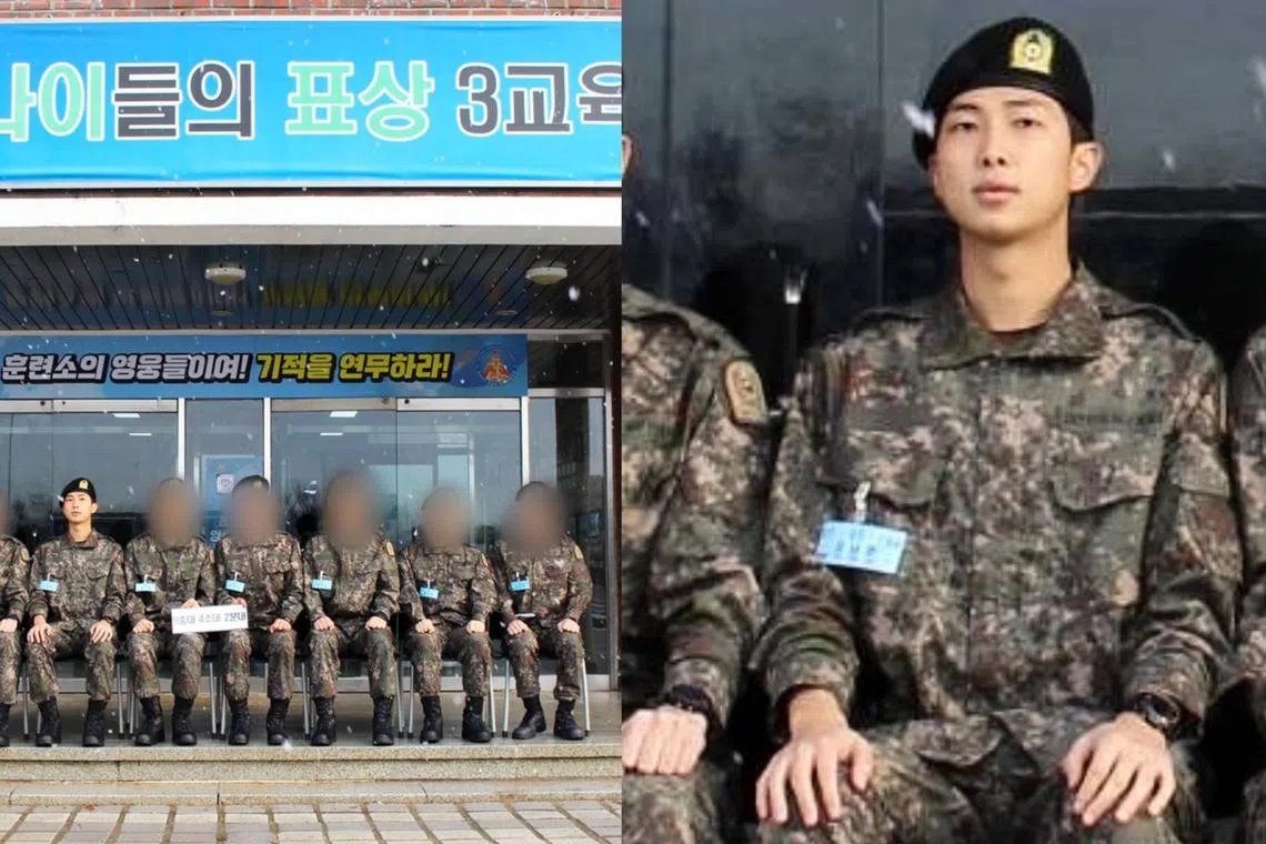 Photos of BTS’ RM and V in military uniforms go viral | The Straits Times