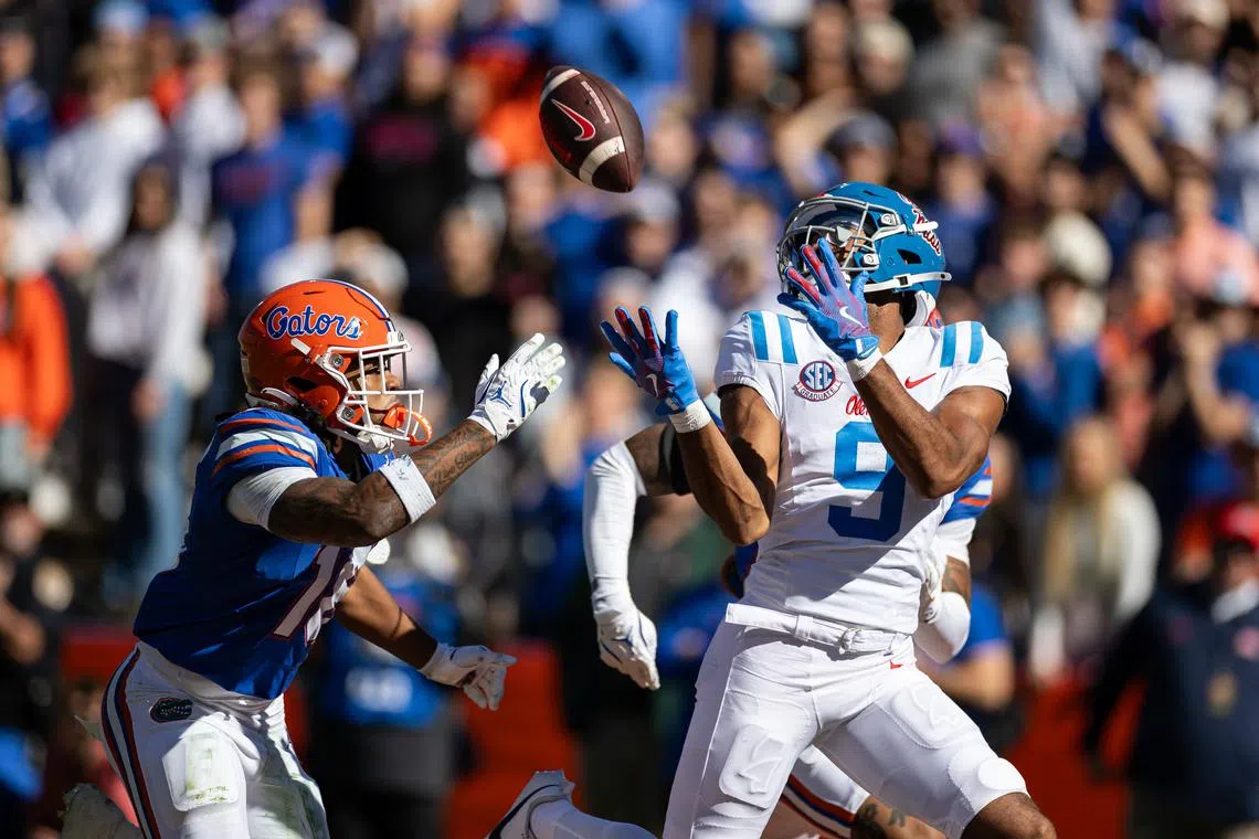 Ole Miss WR Tre Harris injured during loss to Florida | The Straits Times