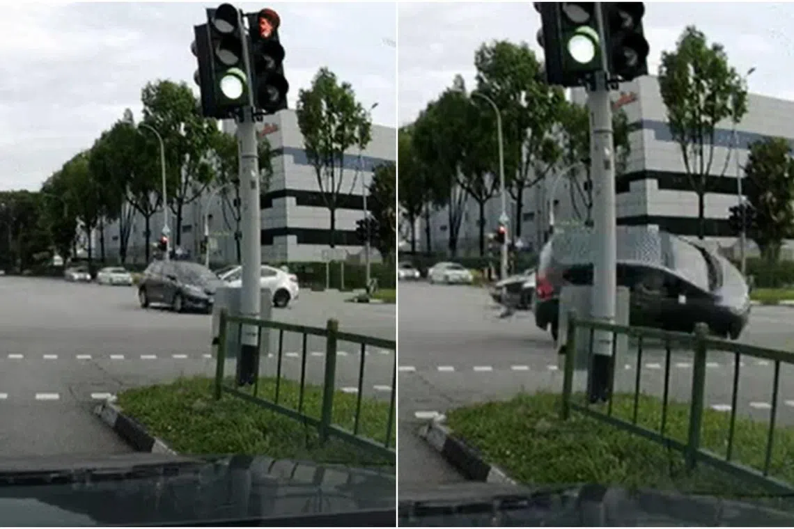 Woman taken to hospital after two cars collide in Yishun | The Straits ...