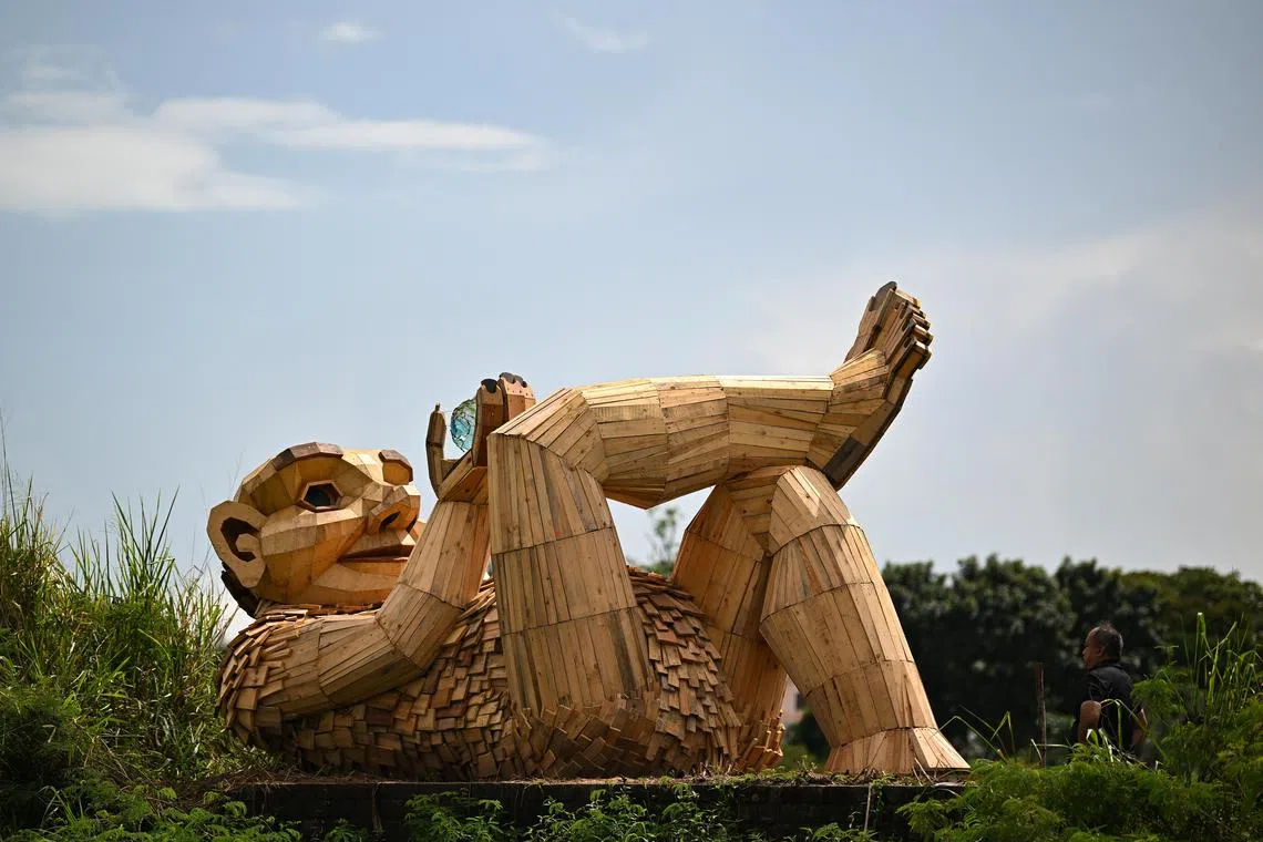Four giant sculptures made of recycled wood hidden on Sentosa’s Palawan ...