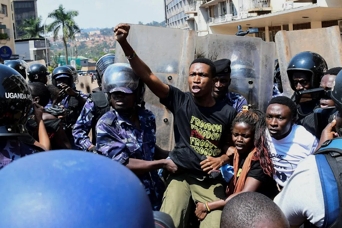 Ugandan security forces detain dozens of young protesters, says rights ...