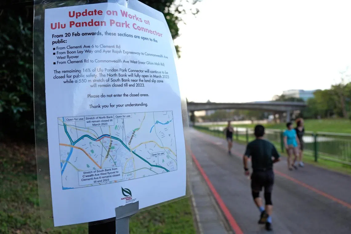 Clementi landslide: 3 sections of park connector open, one stretch to ...