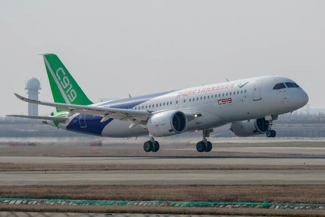 C919 narrowbody jet to make its first public appearance at China air show | The Straits Times