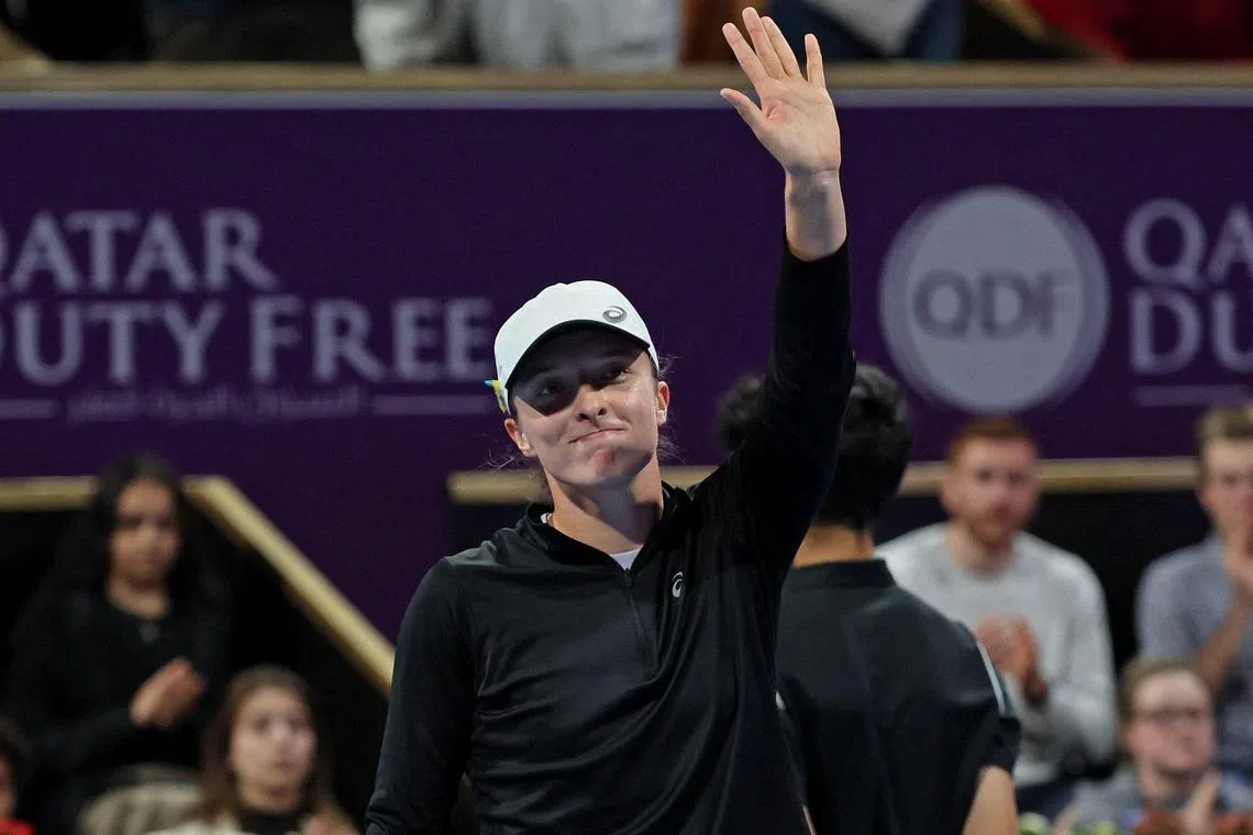 Tennis: Swiatek routs Collins in 53 minutes at Doha Open | The Straits ...