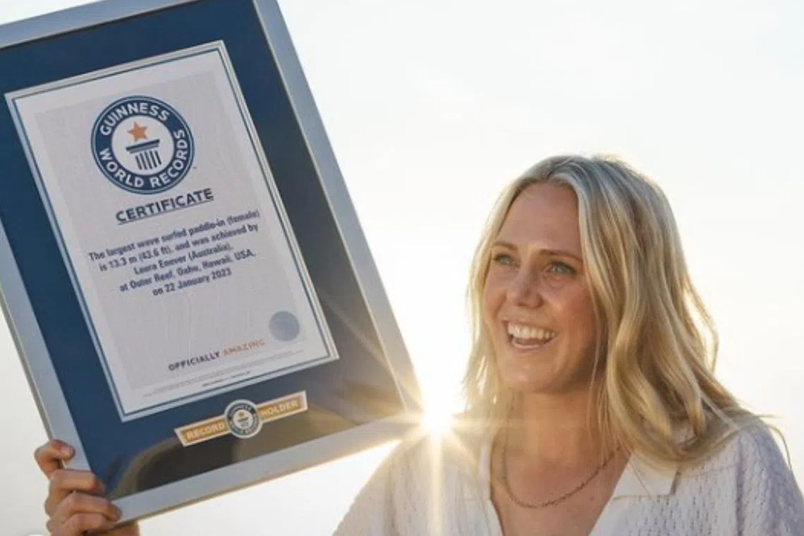 Australian Laura Enever sets world record after catching Hawaiian giant ...