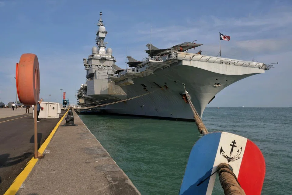 French Navy aircraft carrier visits Singapore as part of 5-month ...