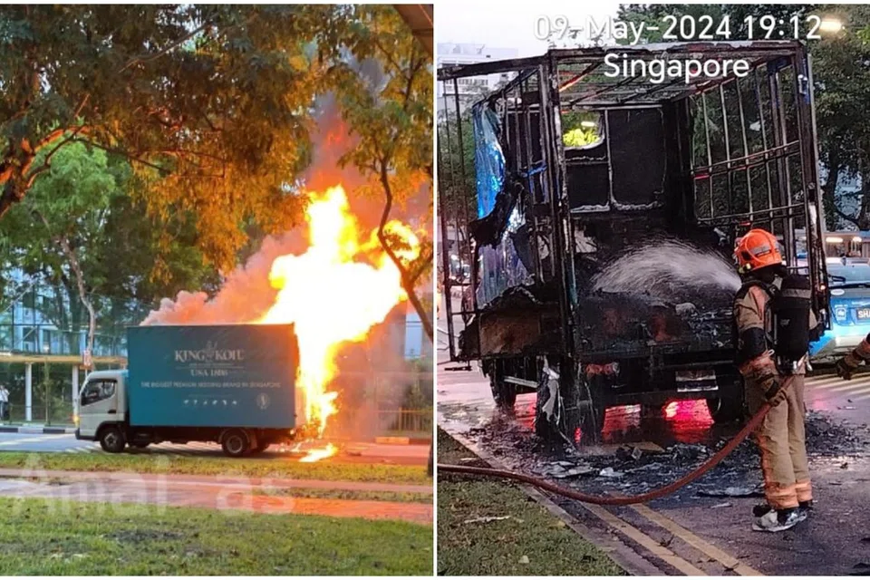Lorry catches fire in Woodlands; no injuries reported | The Straits Times