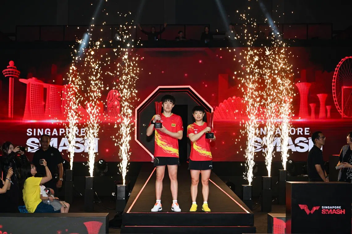 Table tennis: China’s Wang Chuqin and Sun Yingsha retain mixed doubles title at Singapore Smash ...