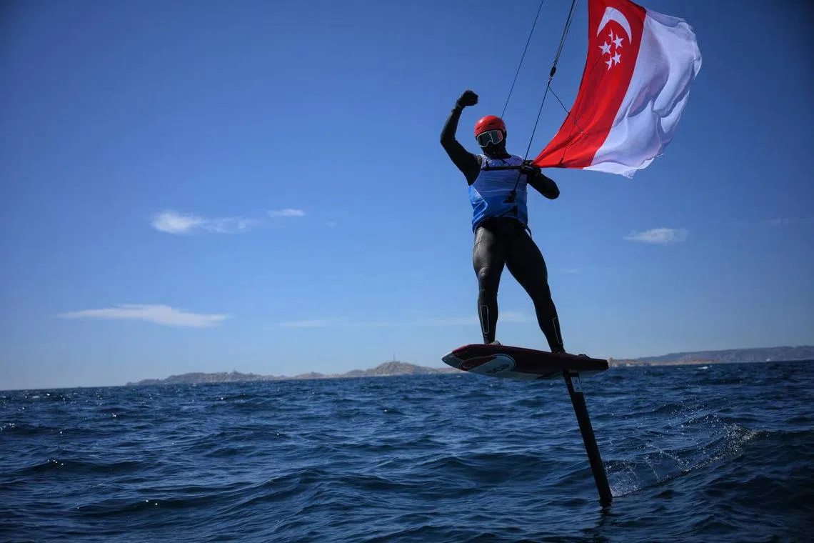 Singapore kitefoiler Max Maeder wins Olympic bronze on National Day ...