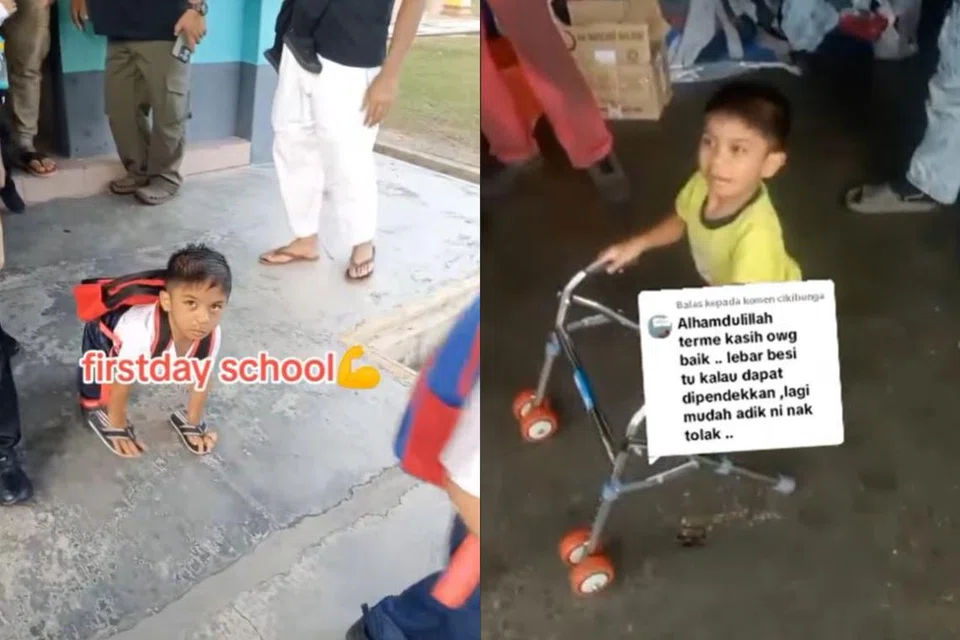 Disabled Malaysian boy seen crawling in school gets walkers from donors ...