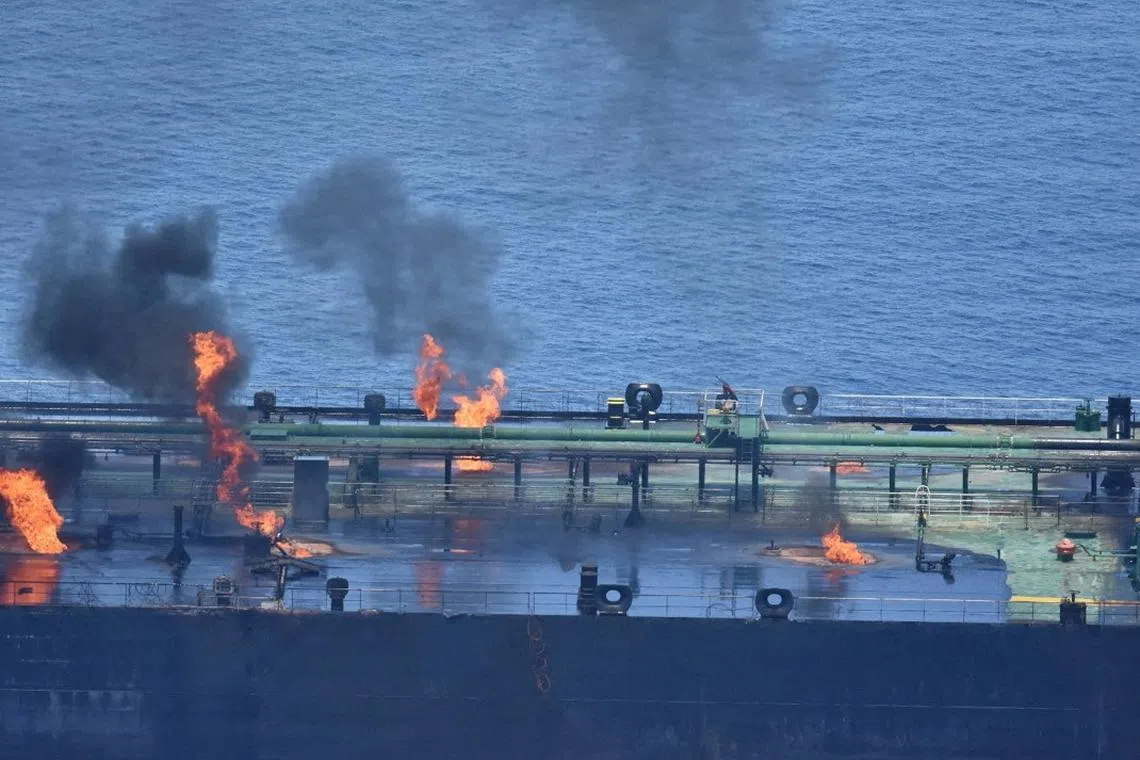 Greek-flagged oil tanker on fire after Houthi attack, EU naval mission ...