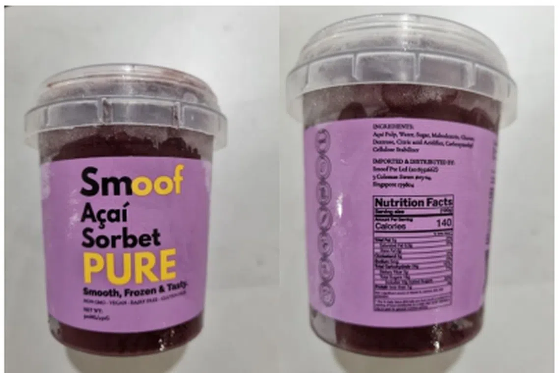 Smoof Acai Sorbet Pure recalled in Singapore due to undeclared milk ...