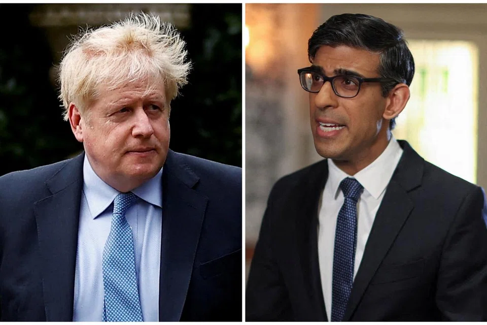 UK's Sunak in slanging match with predecessor Johnson | The Straits Times