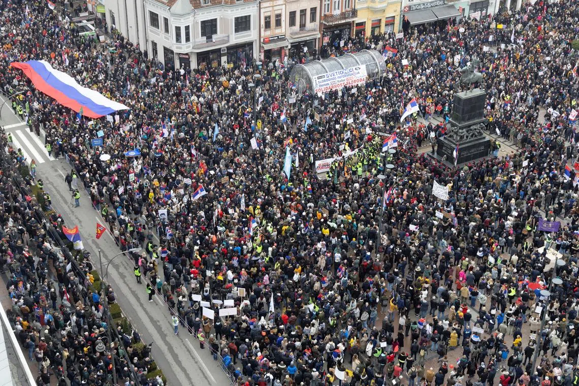Serbians hold silent protest to honour railway station victims | The ...
