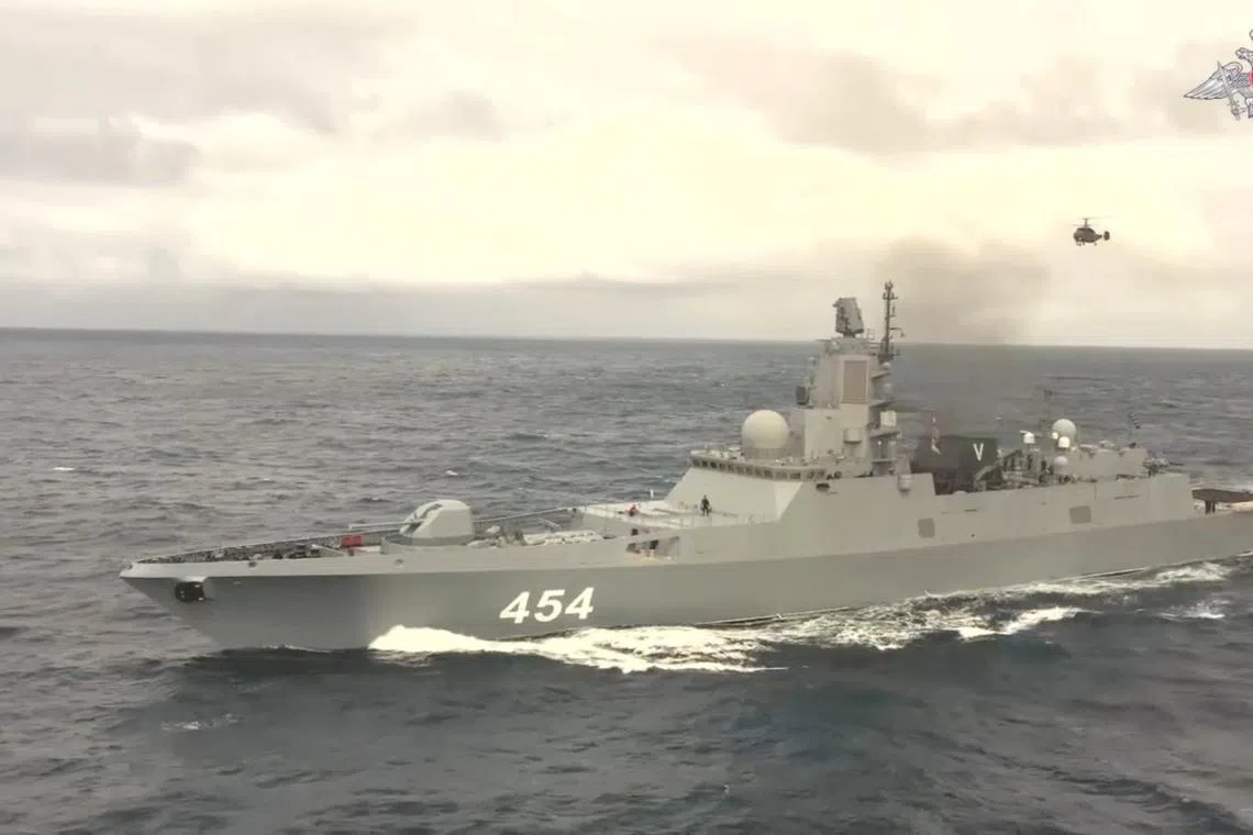 Russian navy frigate conducts drills in Atlantic, defence ministry says ...